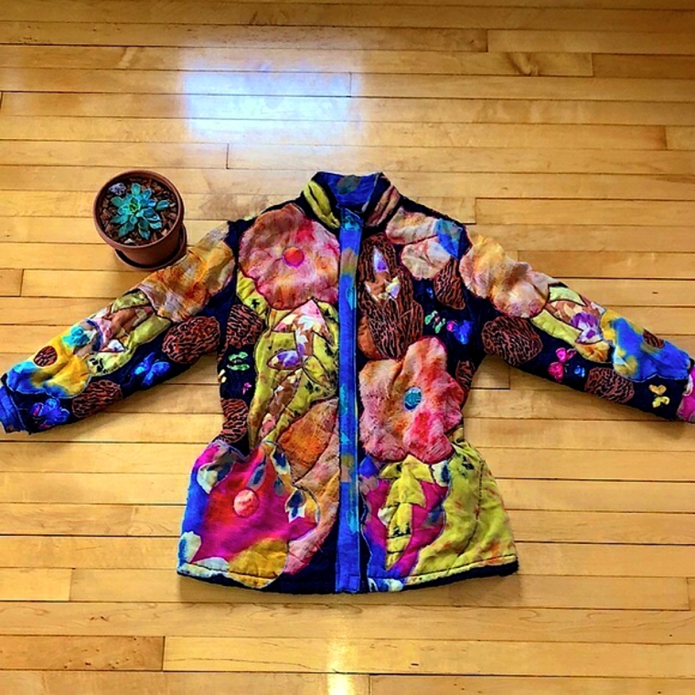 Coolest Silk Vintage Jacket Everoversized Vibrant Fun… - Gem